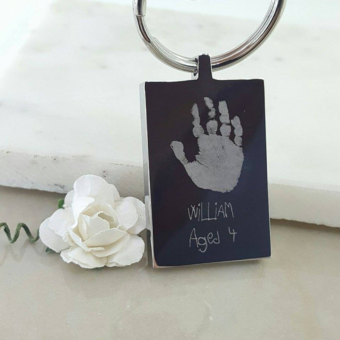 Baby Footprint Keychain Engraved Keepsake Ornament - Etsy UK
