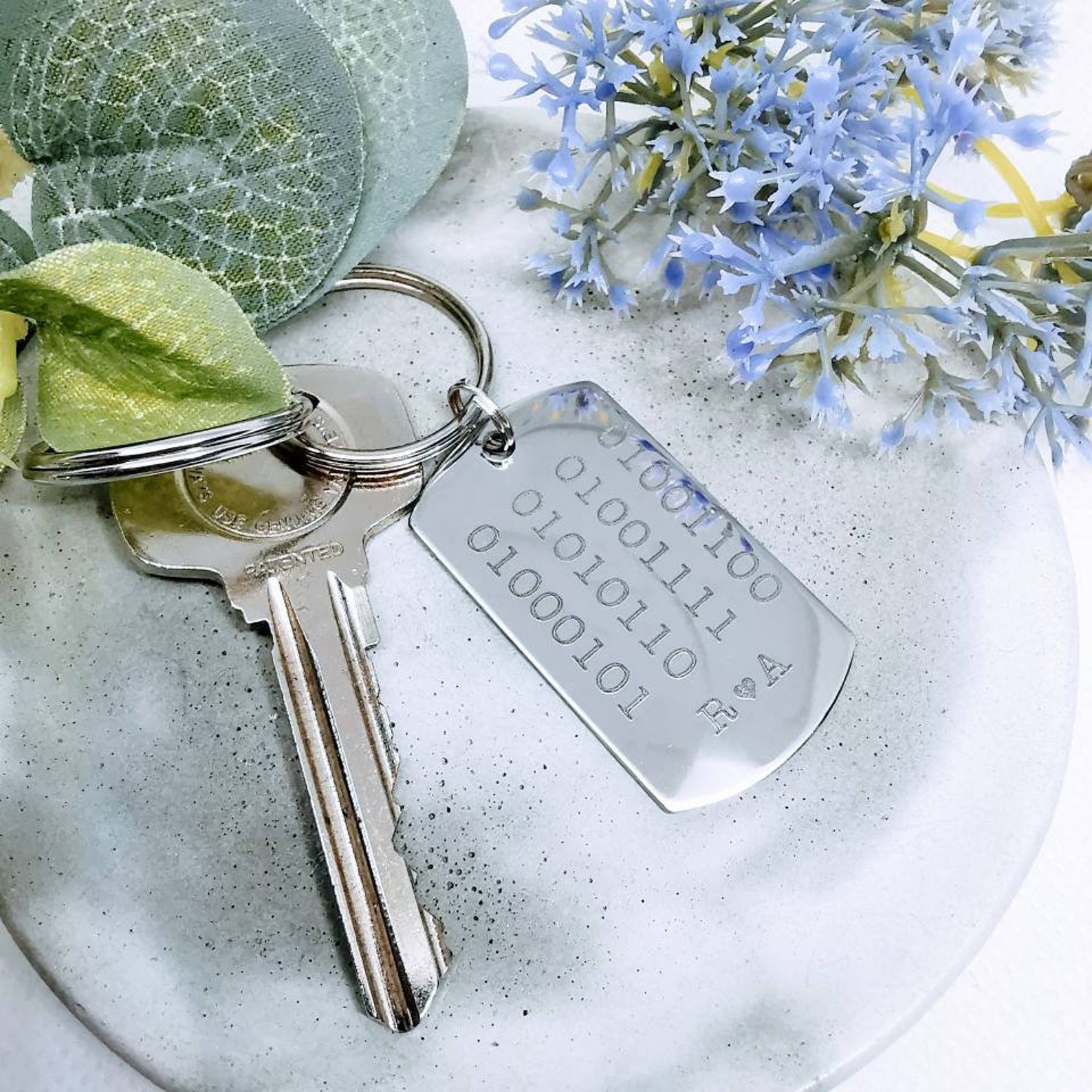 Binary code key chain keyring love in binary geek present nerd | Etsy