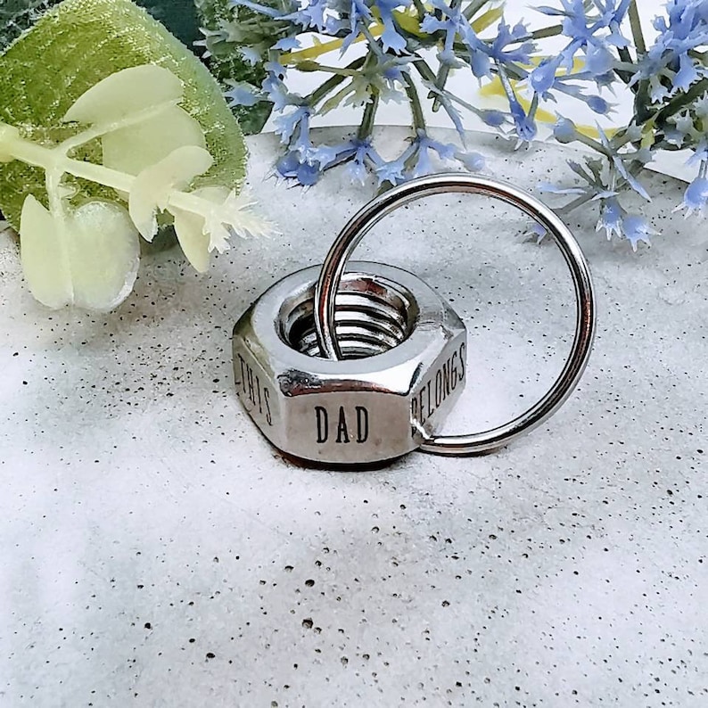 Dad Keyring Bolt and Nut Keychain Custom Nut Gift Shed Key - Etsy UK