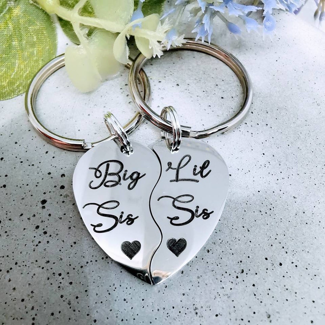 Big Sis Lil Sis, Big Sister Little Sister, Keychain Set, Gift for ...