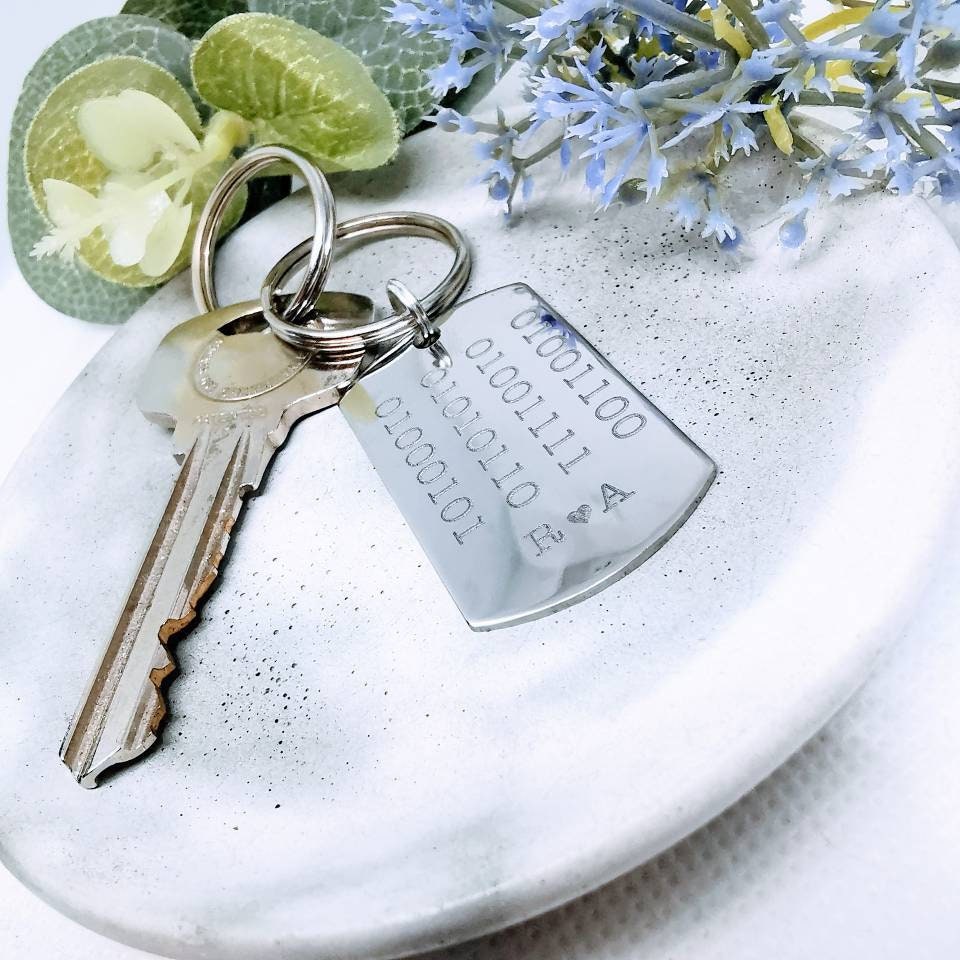 Binary code key chain keyring love in binary geek present nerd | Etsy