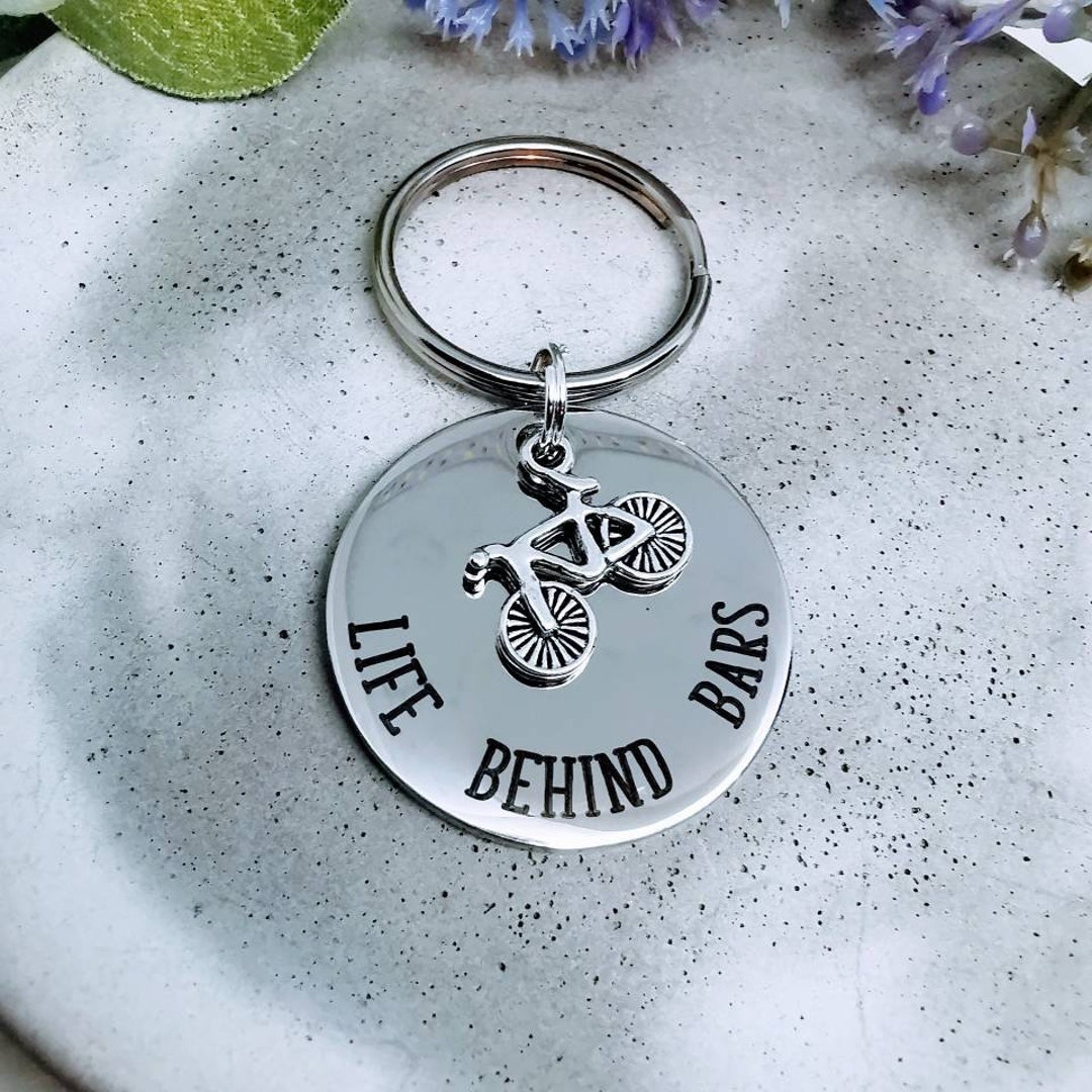 Bike Keychain, Life Behind Bars, Bicycle Keyring, Mountain Biker, Gift ...