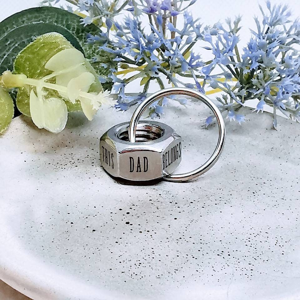 Dad Keyring Bolt and Nut Keychain Custom Nut Gift Shed Key - Etsy