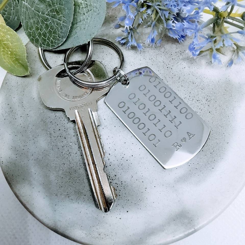 Binary code key chain keyring love in binary geek present nerd | Etsy