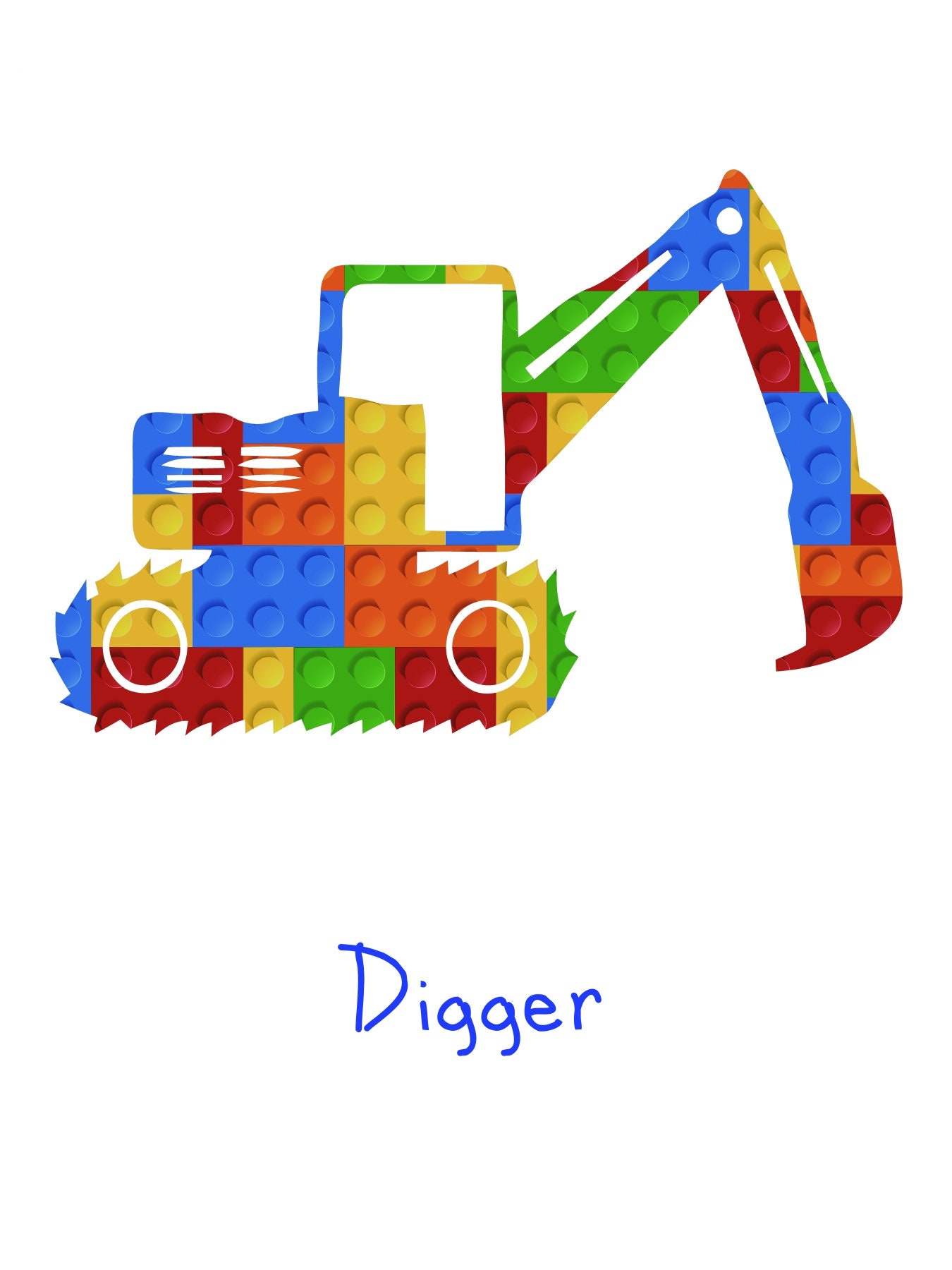 Printable Building Blocks Construction Theme Vehicle Nursery Pictures ...