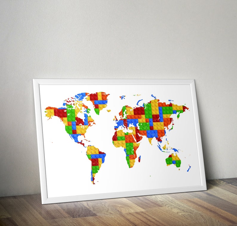 Printable Building Block World Map Print Building Block | Etsy