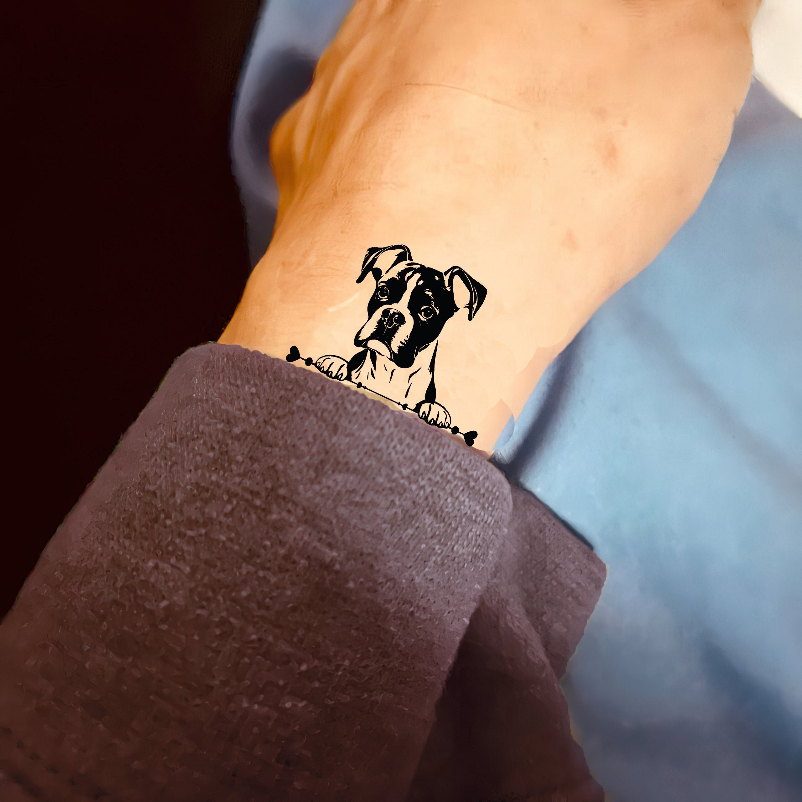Boxer Dog Temporary Tattoo (set of 6) - Etsy