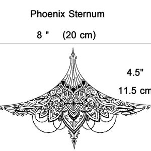 Phoenix Sternum or Back Temporary Tattoo Underboob Chest Waterproof ...