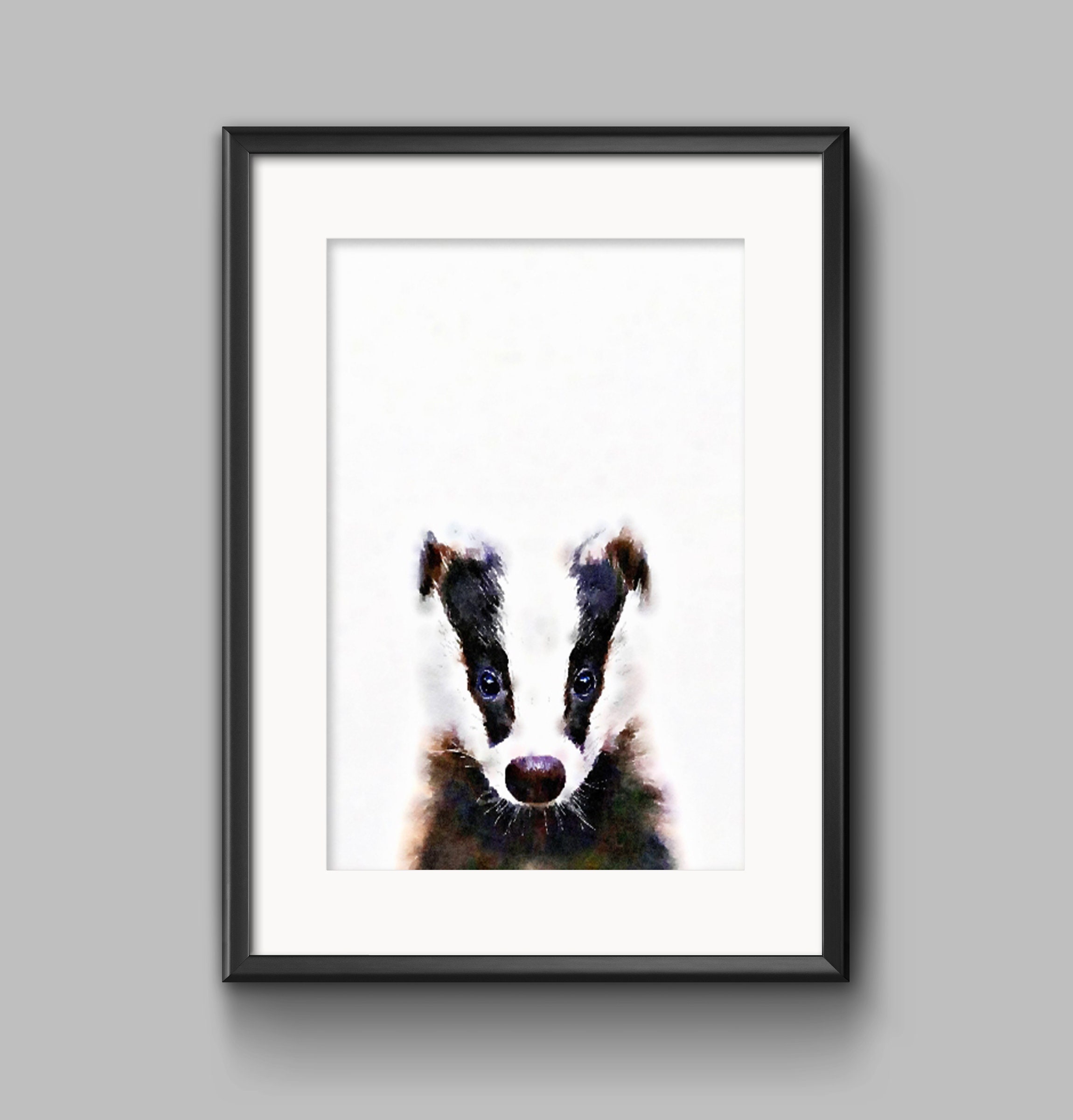 Printable Watercolour Badger Nursery Animal Prints, Nursery Wall Art ...