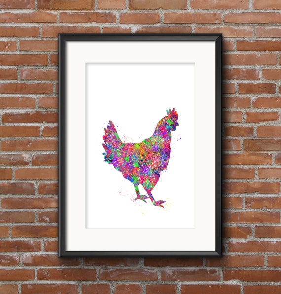 Printable Chicken Wall Art Watercolor Hen Print House Warming | Etsy