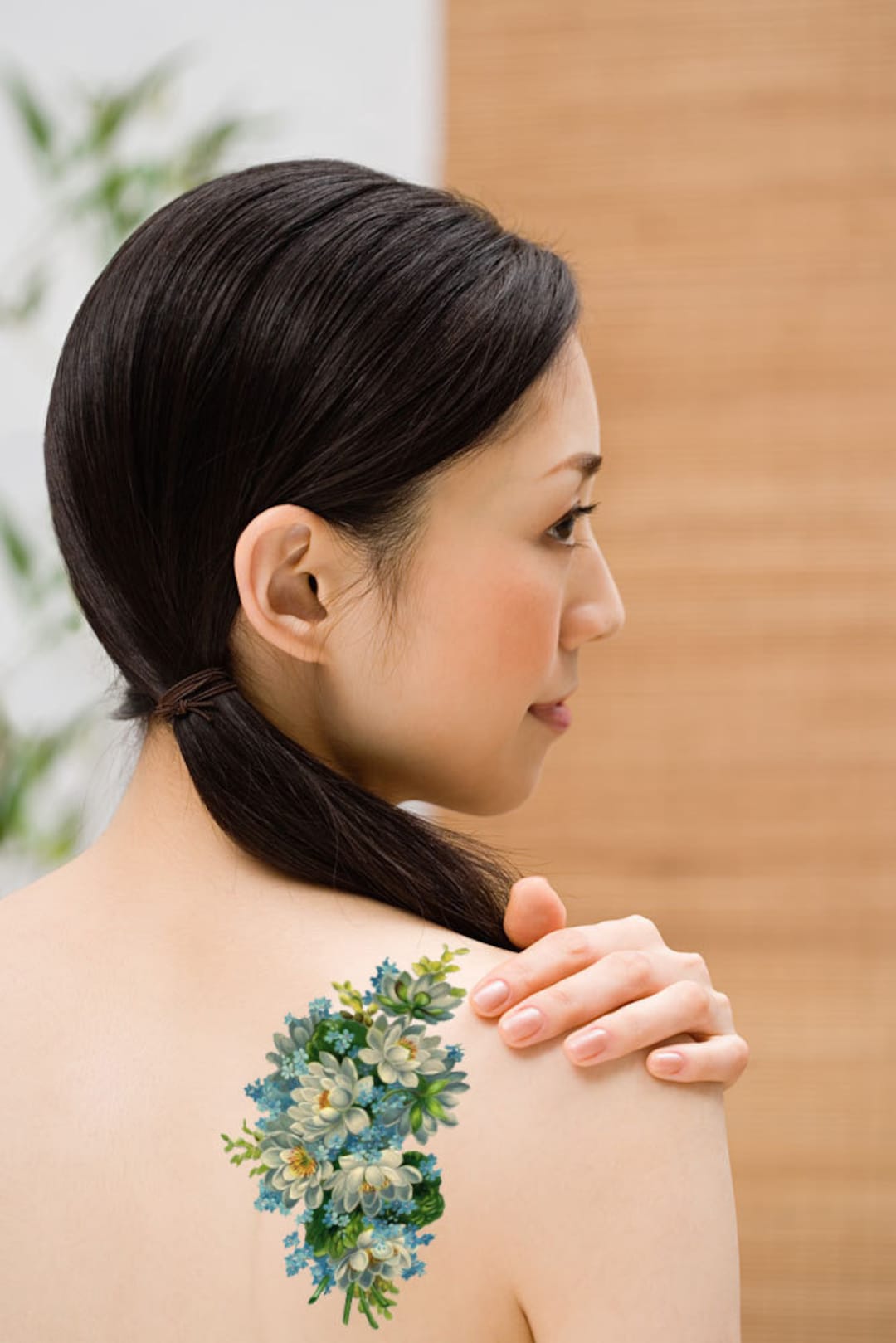 Vintage Floral Temporary Tattoo Forget-me-not Posy Blue and White ...