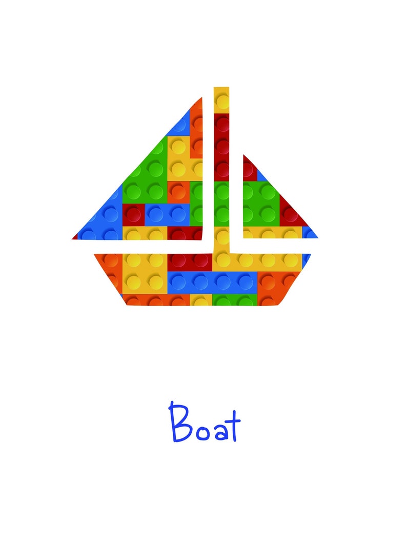 Printable Building Blocks Transport Theme Vehicle Nursery Pictures, Set ...