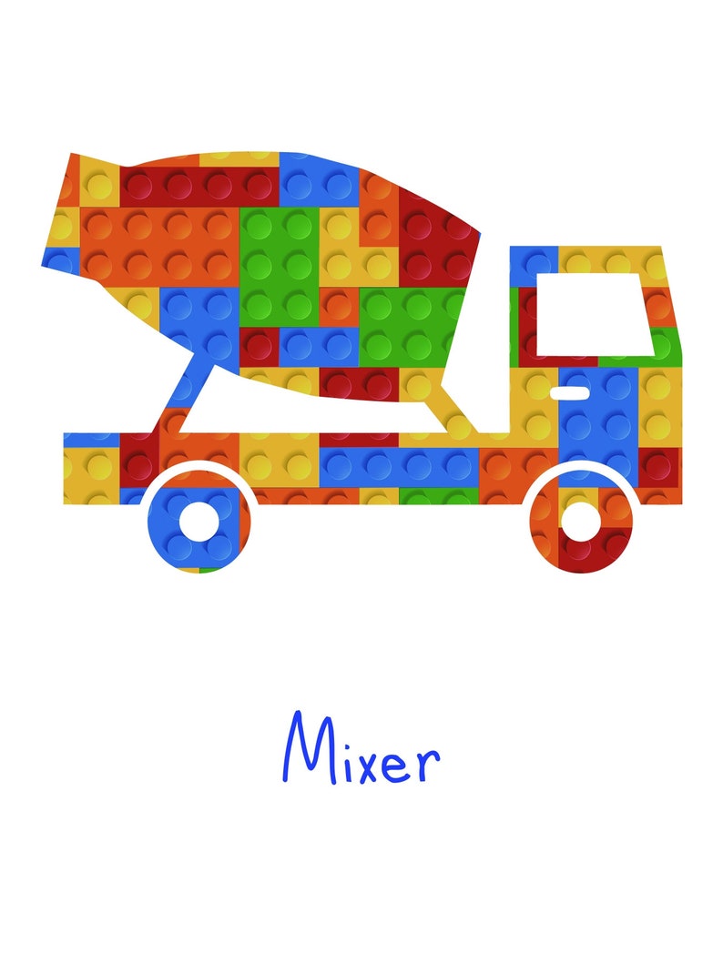 Printable Building Blocks Construction Theme Vehicle Nursery - Etsy