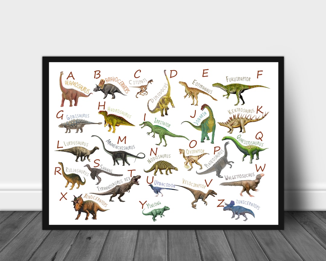 Printable Dinosaur Alphabet Poster Chart, ABC , Alphabet Print ...