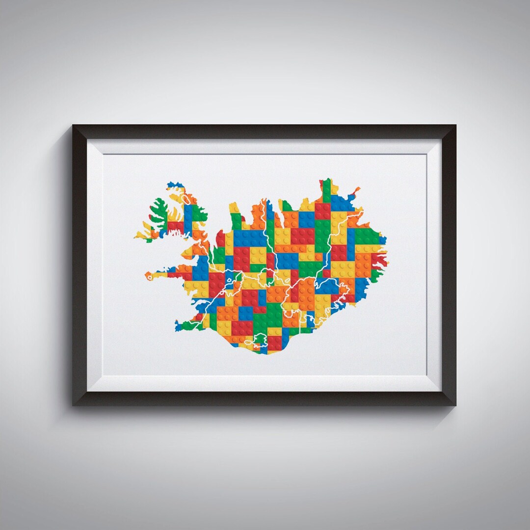 Printable Building Block Iceland Map Print, Building Block Decor ...