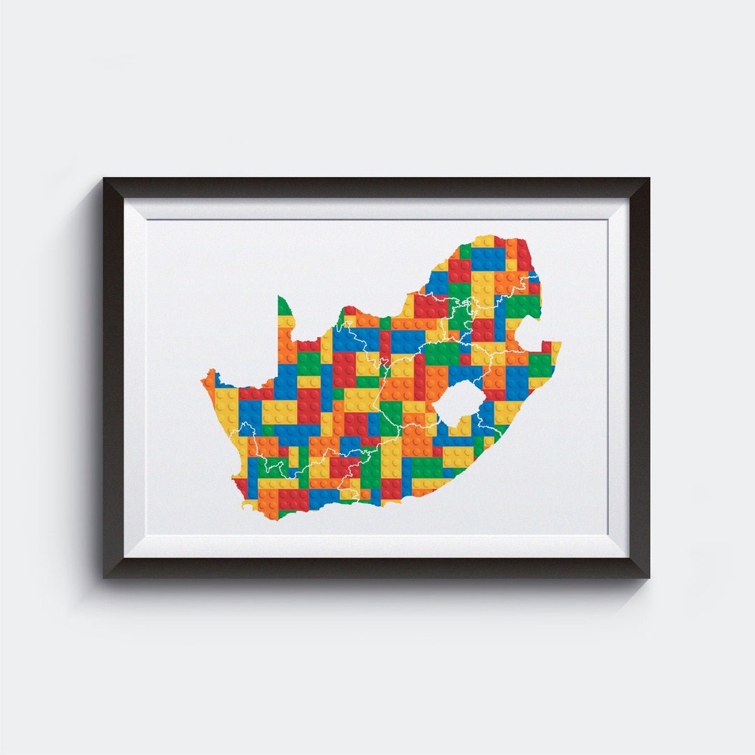 Printable Building Block South Africa Map Print, Building Block Decor ...