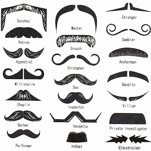 Temporary Tattoo Fingerstache Finger Moustache Set of 21 for Parties ...