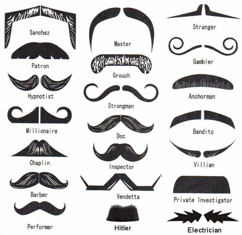 Temporary Tattoo Fingerstache Finger Moustache Set of 21 for Parties ...