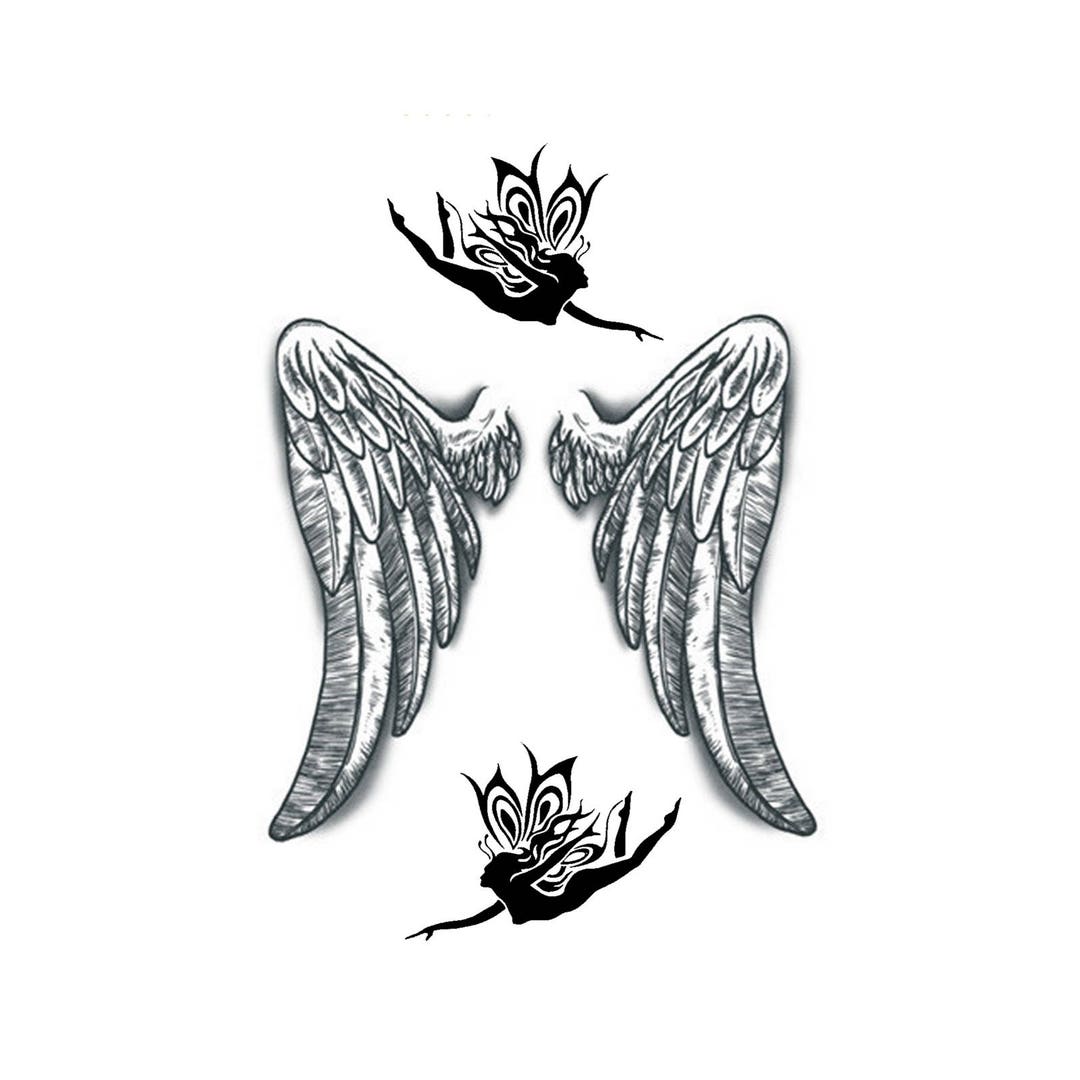 Angel Wings Temporary Fake Tattoo Bold Body Art Transfer Waterpoof ...
