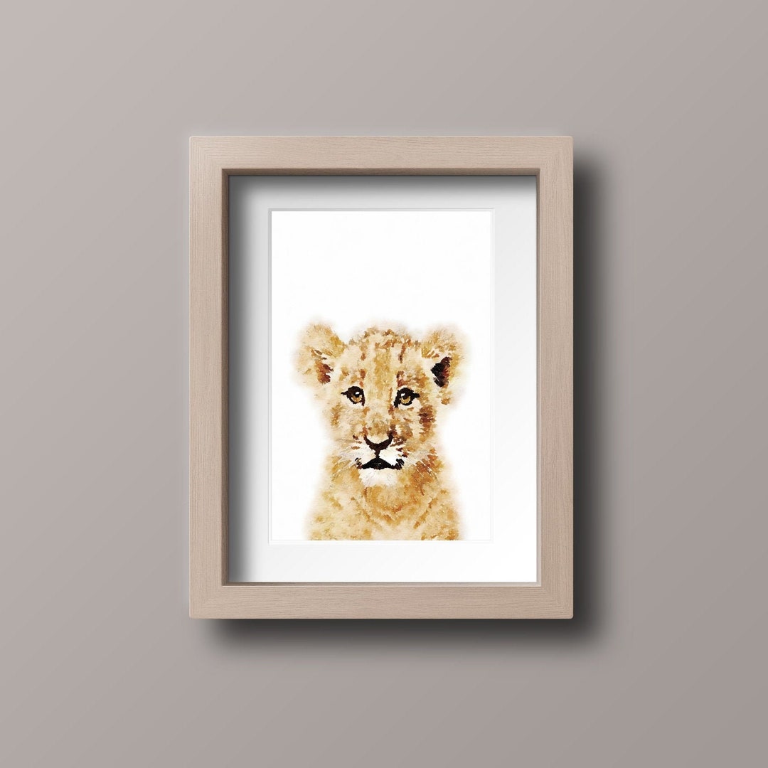 Printable Watercolour Baby Lion Cub Nursery Animal Prints, Nursery Wall ...