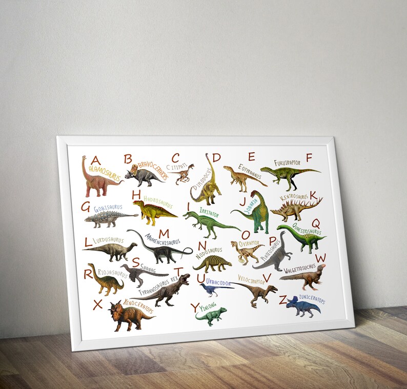 Printable Dinosaur Alphabet Poster Chart ABC Alphabet - Etsy
