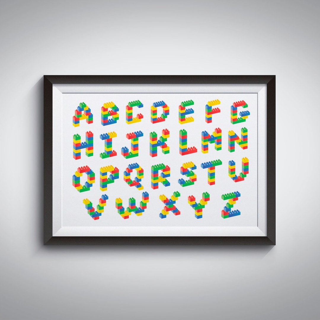 Printable Building Block 3D Alphabet Chart Print, Building Block Decor ...
