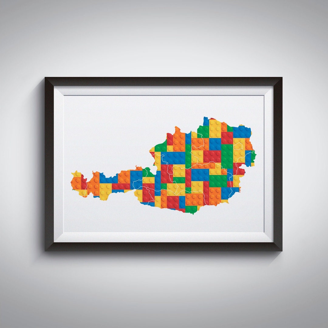 Printable Building Block Austria Map Print, Building Block Decor ...