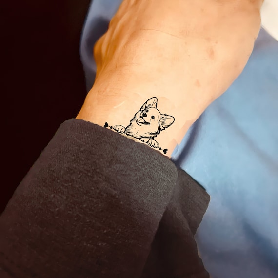 Corgi outline tattoo | Orangetattooshop.com