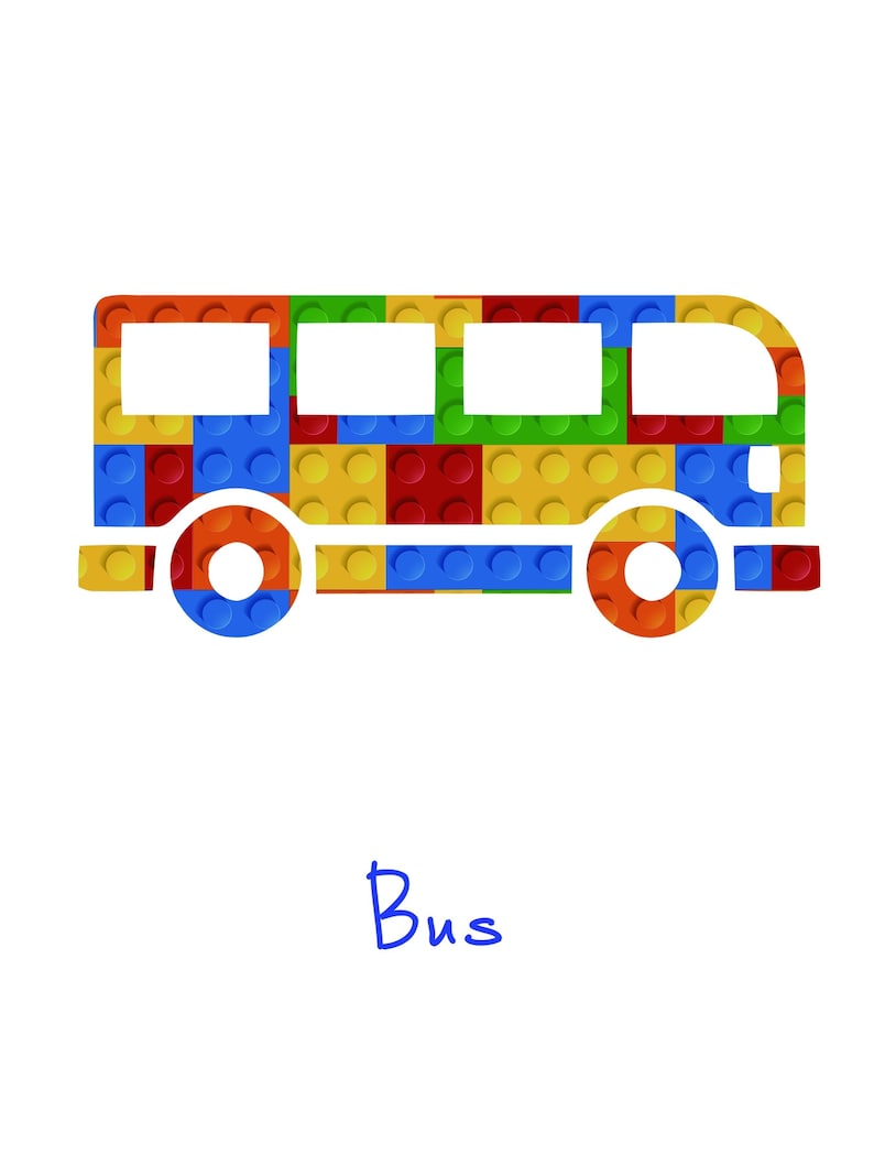 Printable Building Blocks Transport Theme Vehicle Nursery Pictures, Set ...