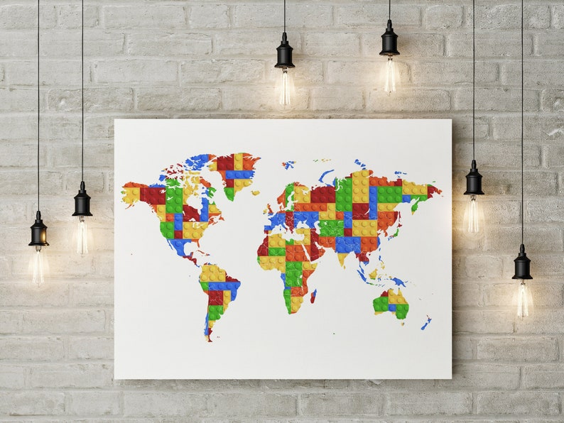 Printable Building Block World Map Print Building Block | Etsy