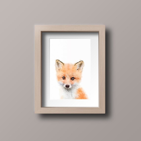 Printable Watercolour Baby Fox Cub Nursery Animal Prints | Etsy