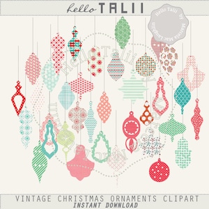 Christmas Ornaments CLIPART- Tree Decorations Stars Balls Baubles ...