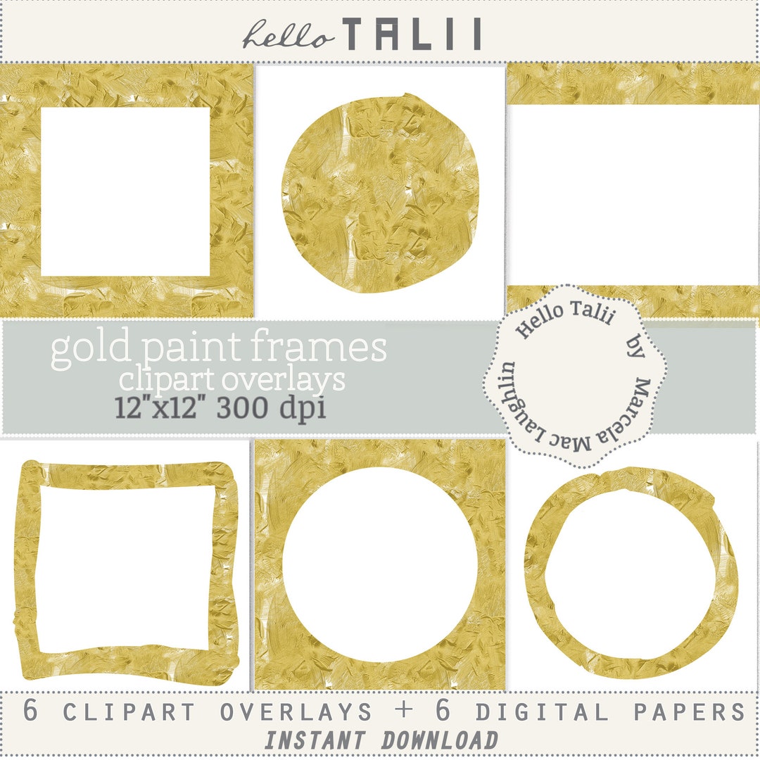 GOLD PAINT Clipart Overlays 6 Transparent Png 6 White Background ...