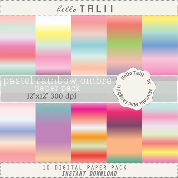 RAINBOW OMBRE Digital Paper Rainbow Gradient Textures Soft | Etsy