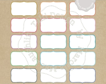 Glitter Frames CLIP ART 15 White Labels With Glitter Border - Etsy