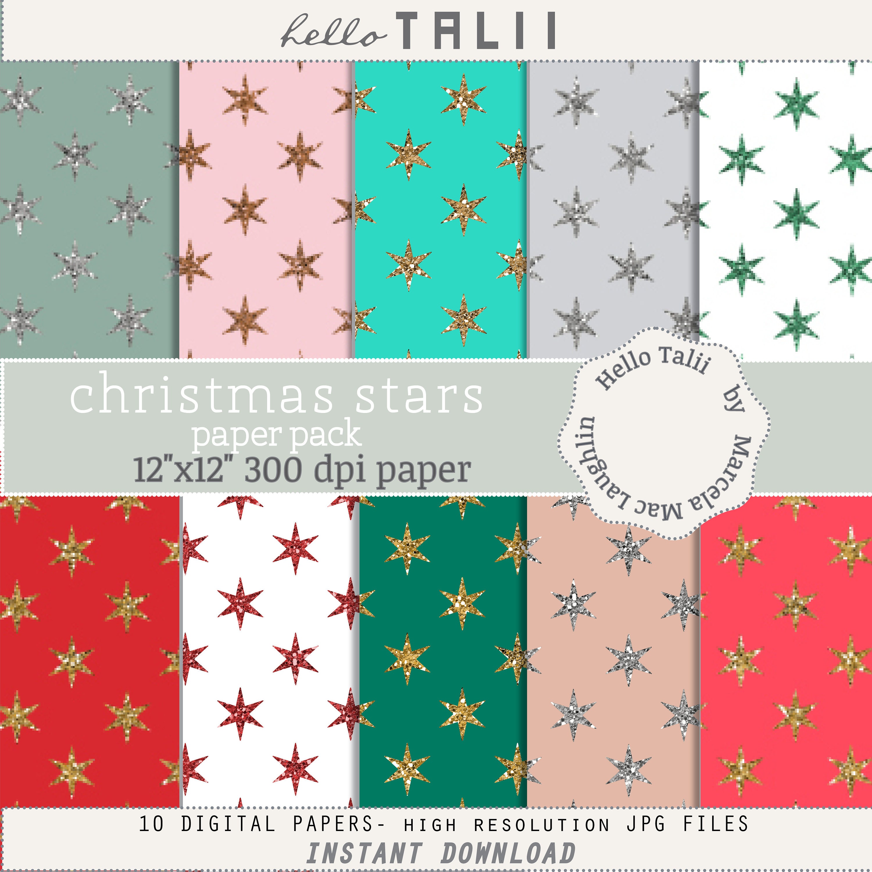 ESTRELLAS de NAVIDAD Papel Digital- Estrellas brillantes sobre fondos ...