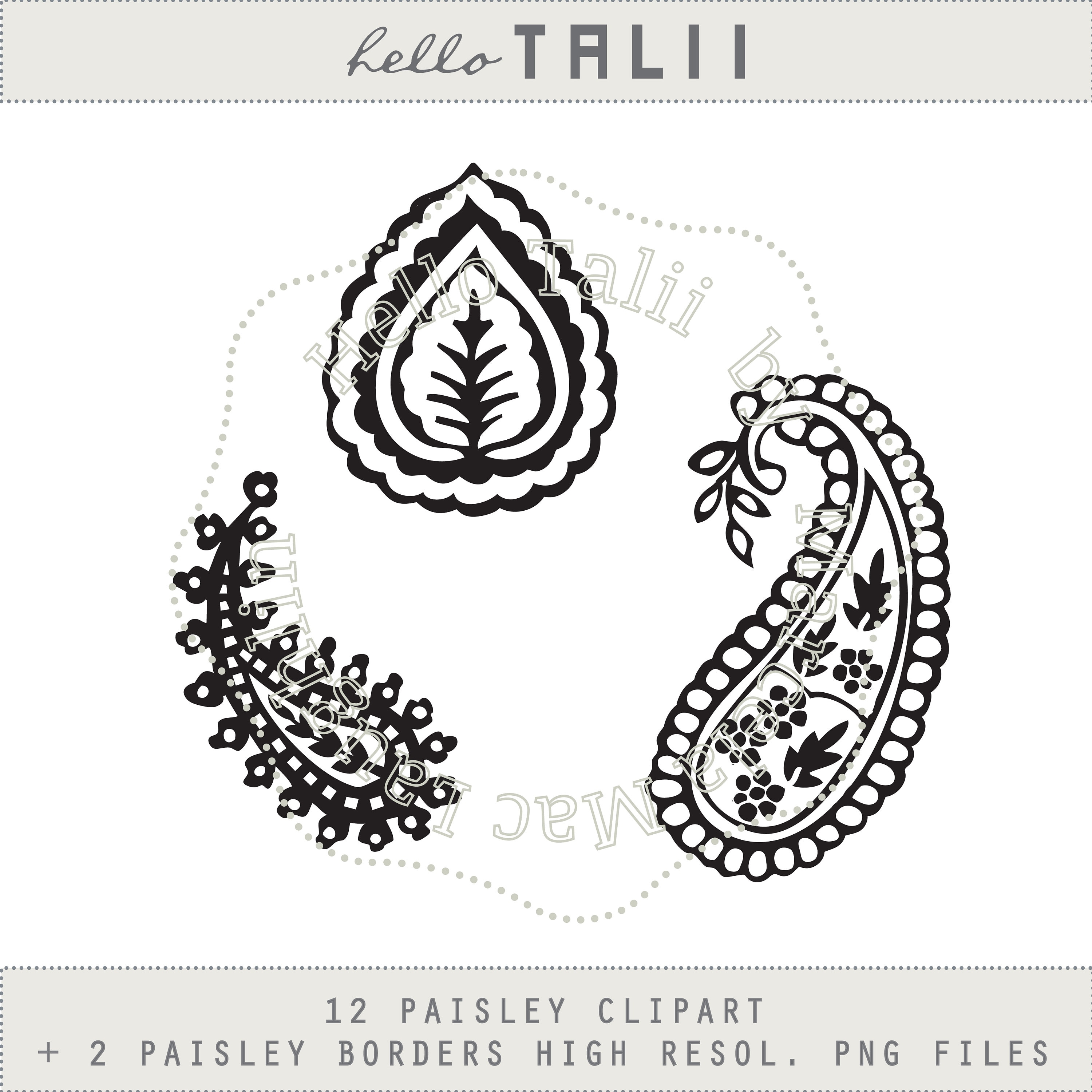 Black And White Paisley Border Clip Art