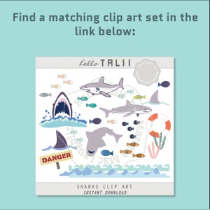 SHARKS Digital Paper- Shark Attack Backgrounds Boys Patterns Baby Shark ...