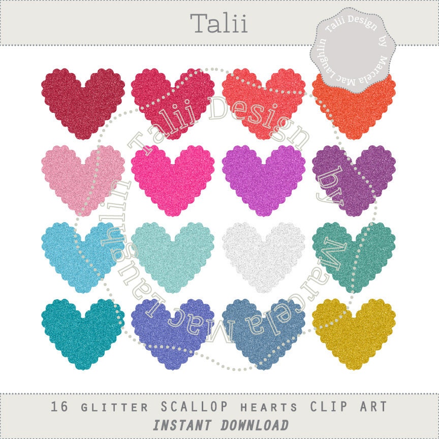 Glitter HEARTS Clipart BUNDLE Digital Valentine Day Clip Art | Etsy