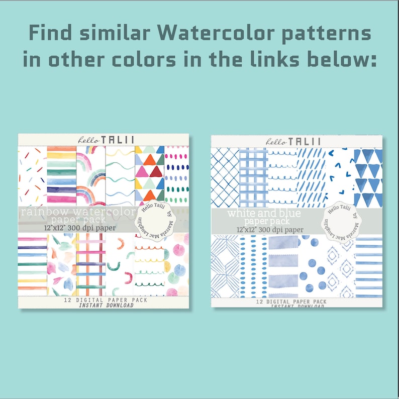 WATERCOLOR BLACK and WHITE Digital Paper Handpainted Doodles - Etsy