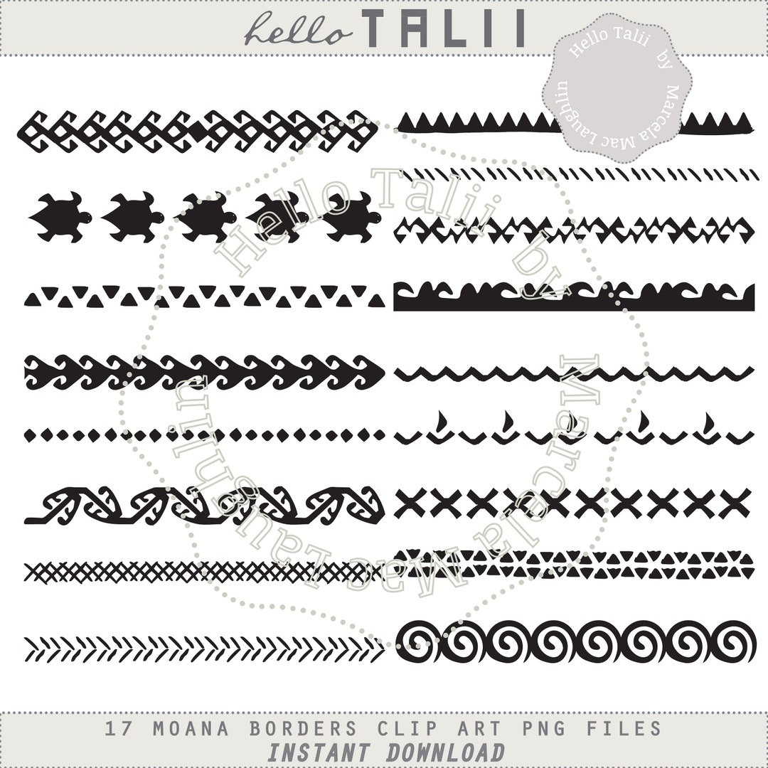MOANA Birthday Decorations- Moana BORDERS Clip Art- Polynesian Tribal ...
