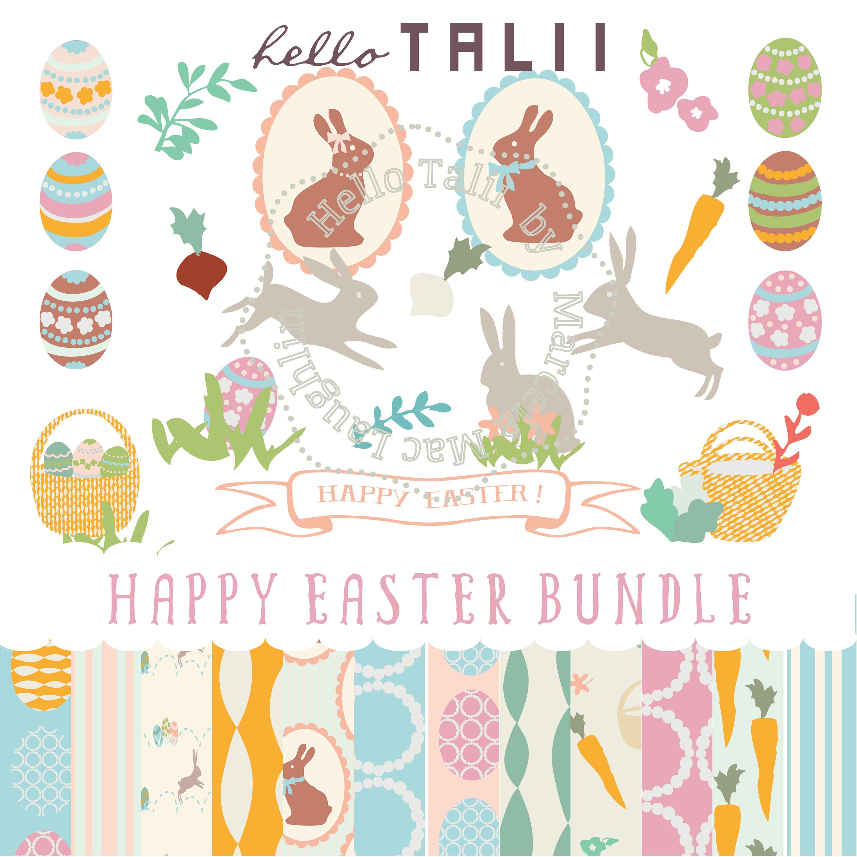 HAPPY EASTER BUNDLE Clip Art Digital Paper Easter Graphics - Etsy
