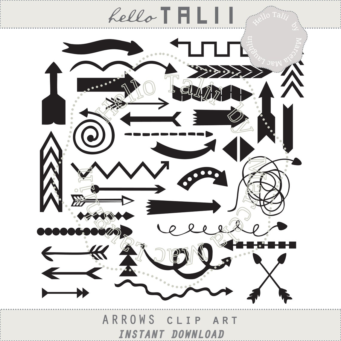 ARROW CLIPART 35 DIGITAL Arrow Bundle Geometric Hand Drawn | Etsy