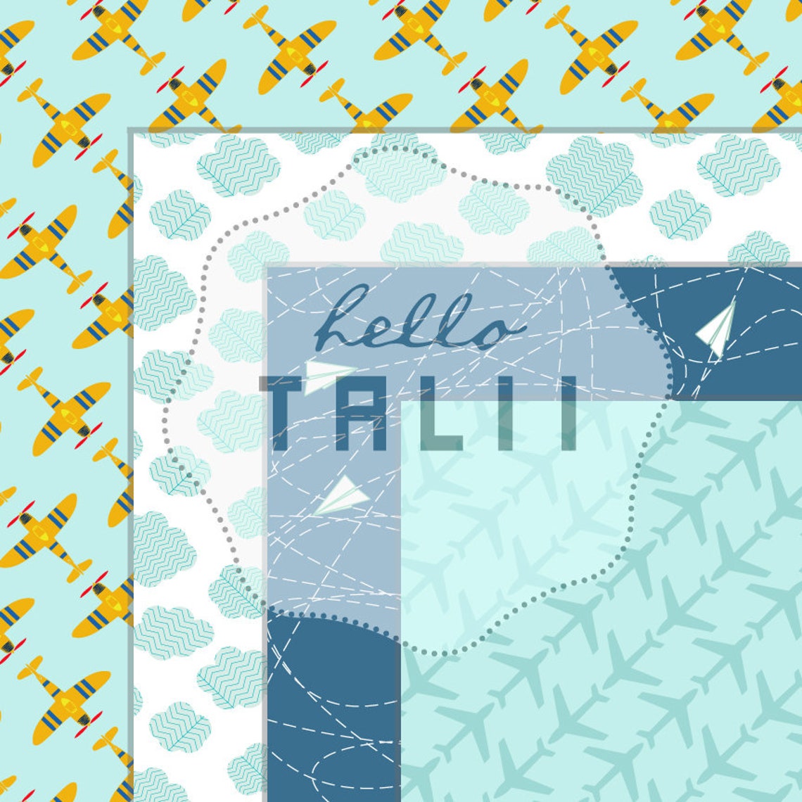 AIRPLANE Digital Paper Airplane Birthday Paper Plane Air Mail | Etsy