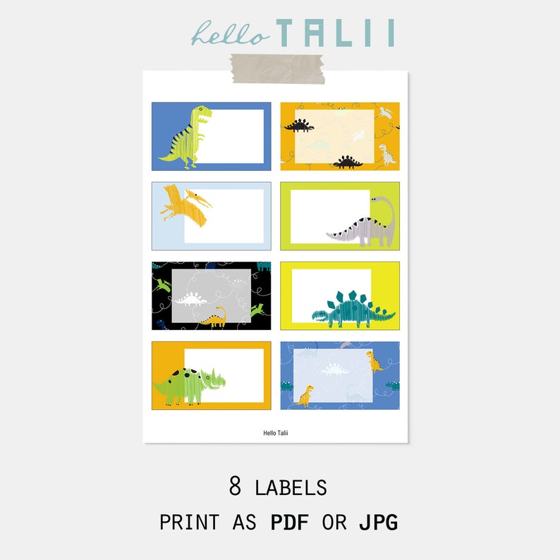 DINOSAUR LABELS- Dinos PRINTABLE Labels Rectangular Name Labels T-rex ...