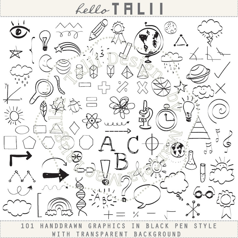 101 SCHOOL Doodles SCIENCE and MATH Doodles Clipart Back to - Etsy