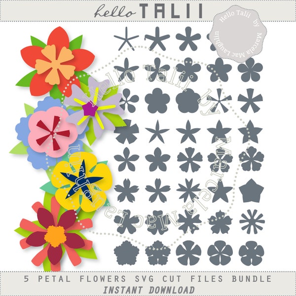 5 Petal Flower Svg - Etsy