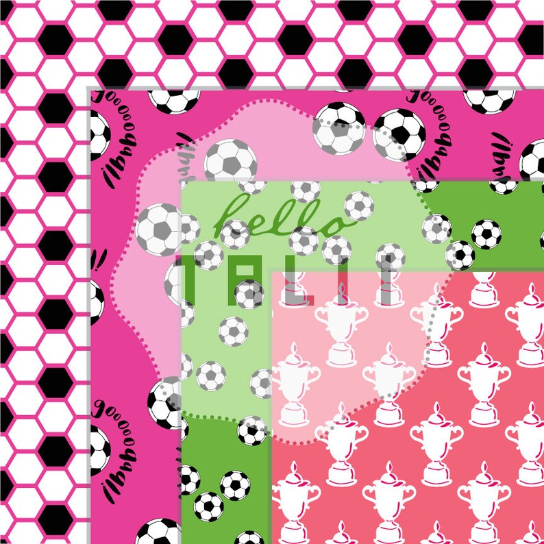 SOCCER MOM Digital Paper Girls Soccer Backgrounds Pink | Etsy