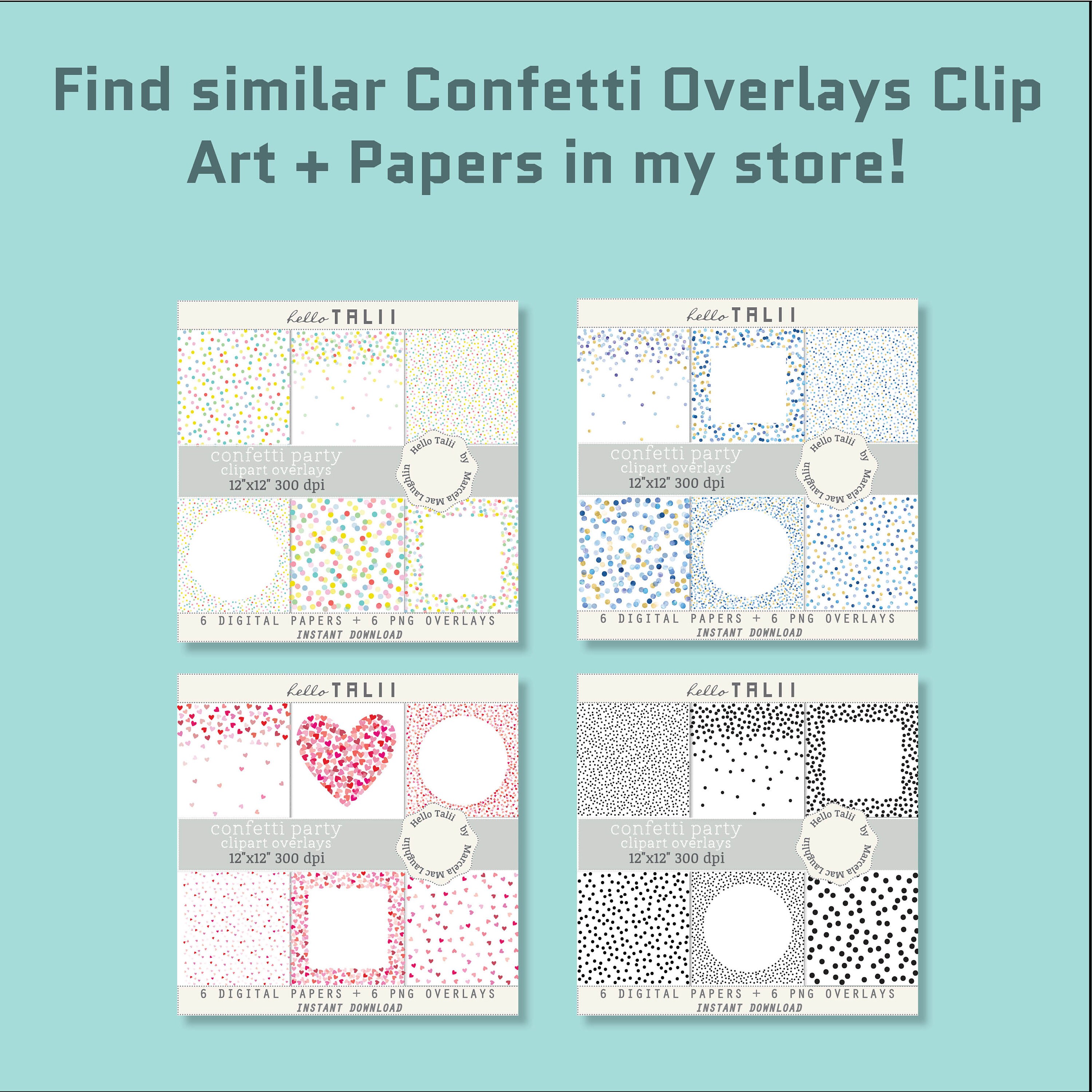 Confetti SPRINKLES Clipart Overlays- Pastel Confetti Digital Paper JPG+ ...