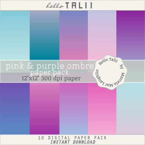 PASTEL OMBRE Digital Paper Pink Purple and Teal Ombre | Etsy